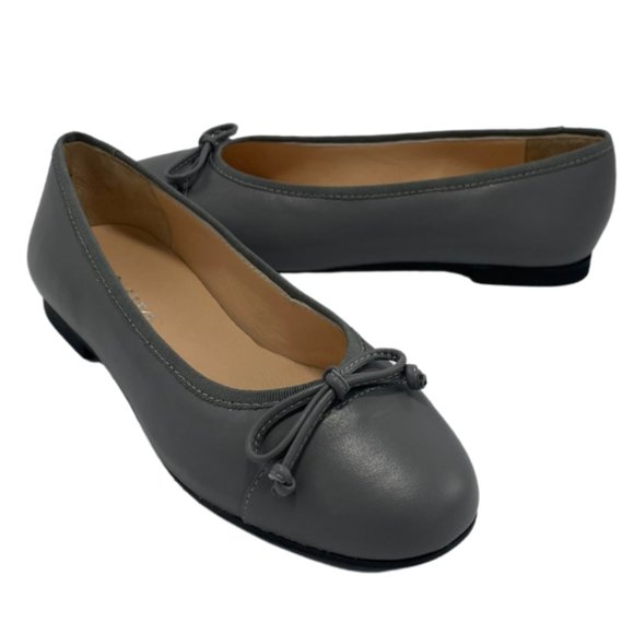 Shoes | Poletto Grey Leather Ballet Flat | Poshmark
